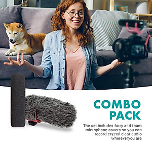 Movo WS-G7 Foam and Furry Indoor, Outdoor Microphone Windscreen Combo Pack - Custom Fit for Rode VideoMic Go
