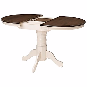 Pemberly Row Extendable Oval Contemporary Wood Dining Table in Dark Brown/Cream