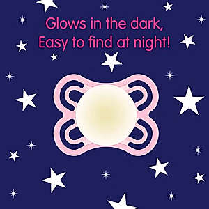 MAM Perfect Night Baby Pacifier, Patented Nipple, Glows in the Dark, 2 Pack, 0-6 Months, Unisex