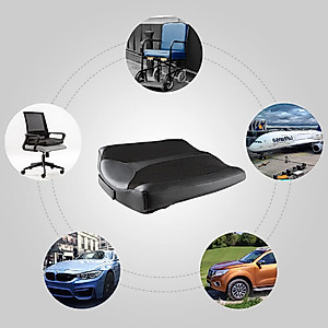 QYILAY Car Memory Foam Heightening Front Seat Cushion for Short People Driving, Hip(Coccyx/Tailbone) and Lower Back Pain Relief Butt Pillows, Adult Booster Seat for Car. (Black)