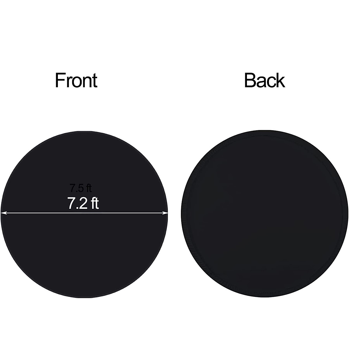 7.2ft Wrinkle Free Black Round Backdrop Cover for Circle Arch Stand, Circle Background Covers for Wedding Halloween Photography Birthday Party Background