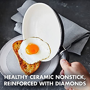 GreenPan Rio Healthy Ceramic Nonstick 8" and 10" Frying Pan Skillet Set, PFAS-Free, Dishwasher Safe, Black