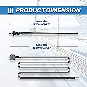 CROSSHIP Marine Radio Antenna for Boat Radio Tractor Car RV ATV UTV RZR SPA - Waterproof Rubber Flexible Mast - Optimized Radio FM/AM Reception - 16 Inch Black