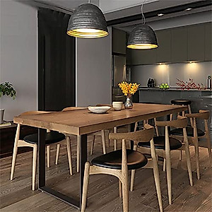 LAKIQ Modern Style Fixed Solid Wood Dining Room Table Rectangle Kitchen Dining Table with 2 Black Metal Legs(Table Only, 55.1" L x 27.6" W x 29.5" H)