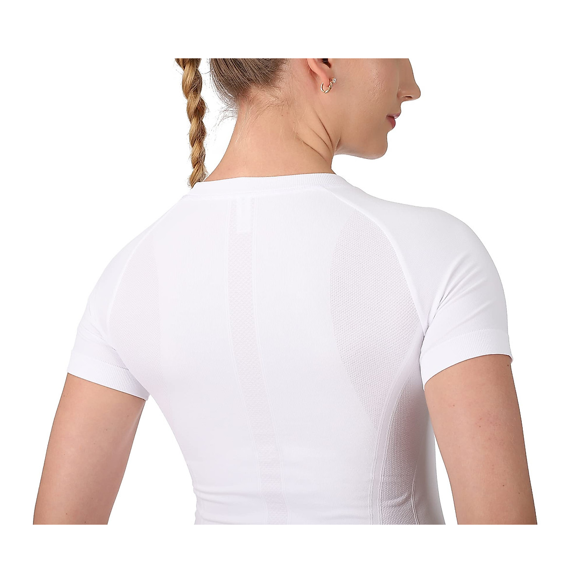 MathCat Workout Shirts for Women Short Sleeve, Workout Tops for Women, Quick Dry Gym Athletic Tops，Seamless Yoga Shirts White