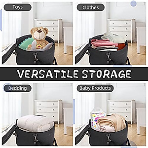 LITLANDSTAR Hat Organizer for Women and Men, Round Hat Storage Box Portable Felt Hat Container Foldable Hat Holder with Dust Proof Lid, Hat Rack for Closet or Travel (17" D x 10" H, Black)