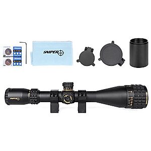 NT Series 4-16X50 / 6-24X50 AO Hunting Rifle Scope, Red/Green/Blue llluminate Glass Etched Reticle, Fully Multi-Coated Lens, Adjustable Objective SFP Riflescopes (4-16x50)