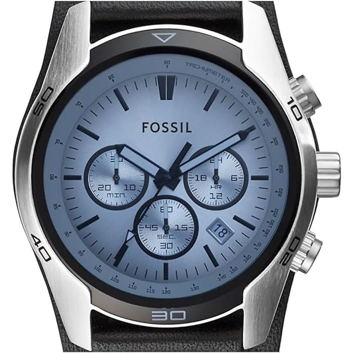 Fossil Men's Coachman Quartz Stainless Steel and Leather Chronograph Watch, Color: Silver, Black (Model: CH2564)