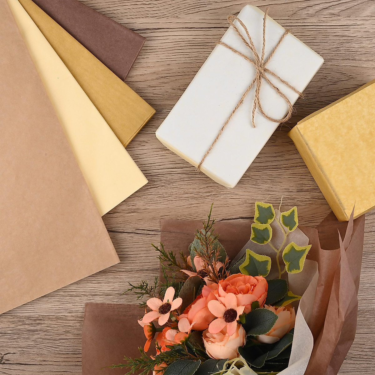 100 Sheets Kraft Tissue Paper Brown Wrapping Paper Bulk for Weddings Birthday DIY Project Christmas Gift wrapping Crafts Decor,13.8 x 19.7" (Brown)