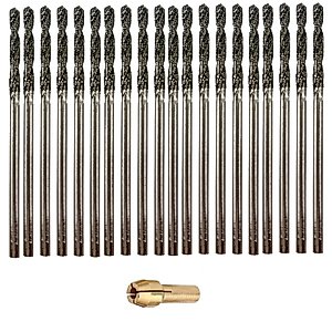 Diamond Drill Bit Set 2mm 20 Pieces Compatible with Dremel Collet Included Twist Tip Jewelry Beach Sea Glass Shells Gemstones Lapidary Ornament Bracelet Necklace Arts Crafts 5/64 inch