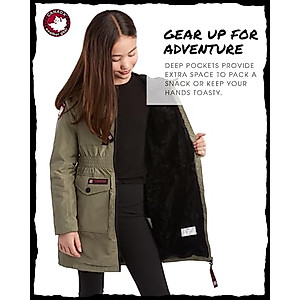 CANADA WEATHER GEAR Girls’ Winter Coat - Long Length Sherpa Lined Anorak Parka - Outerwear Jacket for Girls (7-16), Size 7/8, Sage