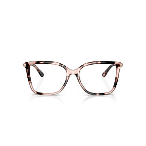 Michael Kors Eyewear Women's MK4101U Shenandoah Universal Fit Square Prescription Eyewear Frames, Pink Tortoise/Demo Lens, 53 mm