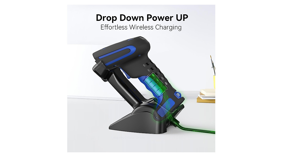 Alacrity Wireless Barcode Scanner with Long Range & Wireless Charging