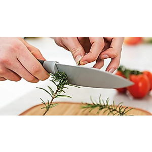 Berghoff Leo Ceramic Coated Non-Stick Small Chefs Knife with Herb Stripper, 14cm, Stainless Steel, Grey, 6 x 26.5 x 2 cm