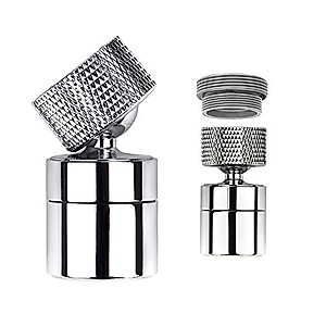 COOLWEST 2-Flow Stainless Kitchen Sink Aerator,360-Degree Swivel Faucet Aerator Dual Sprayer, with Gasket Faucet Replacement Part - 55/64 Inch-27UNS Female Thread