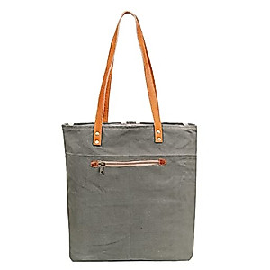 CLA Upcycle Canvas Handbag for Women, Upcycle Canvas & Cowhide Leather Bag for Women's, Canvas Tote Bags for Women's