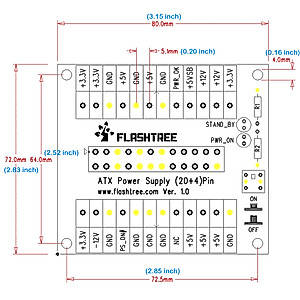 risingsaplings ATX DC Power Supply Breakout Board 24/20-pin