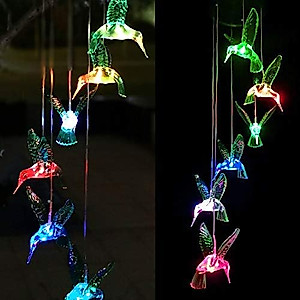 Hummingbird solar wind chimes, gift for All Father,Stepdad,Grandpa,Husband,mom,Grandma,Women,Aunt,Daughter,Nana,Sister, birthday day gift for dad,Perfect for Patio decor,solar yard decor for christmas