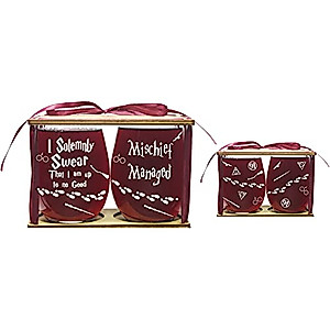 I Solemnly Swear That I Am Up To No Good AND Mischief Managed Stemless Wine Glass and Presentation Packaging