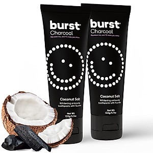 BURST Charcoal Whitening Toothpaste for Adults (4.7oz/2 Pack) | for Sensitive Teeth with Cavity Fighting Fluoride & Xylitol | Vegan | Gluten & SLS Free | Coconut Salt
