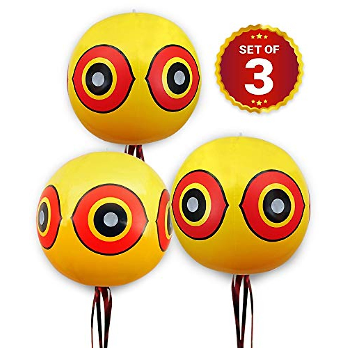 De-Bird Balloon Bird Repellent - 3-Pk - Fast and Effective Solution to Pest Problems - Scary Eye Balloons Keep Birds Away from House, Garden Crops, Swimming Pools & More