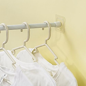 Adhesive Curtain Rod Holder, Goowin Tension Rod Holder, No Drilling Transparent Small Tension Rod Bracket (Only for Tension Rods Within 1" Diameter At Both Ends) (6 Pack)