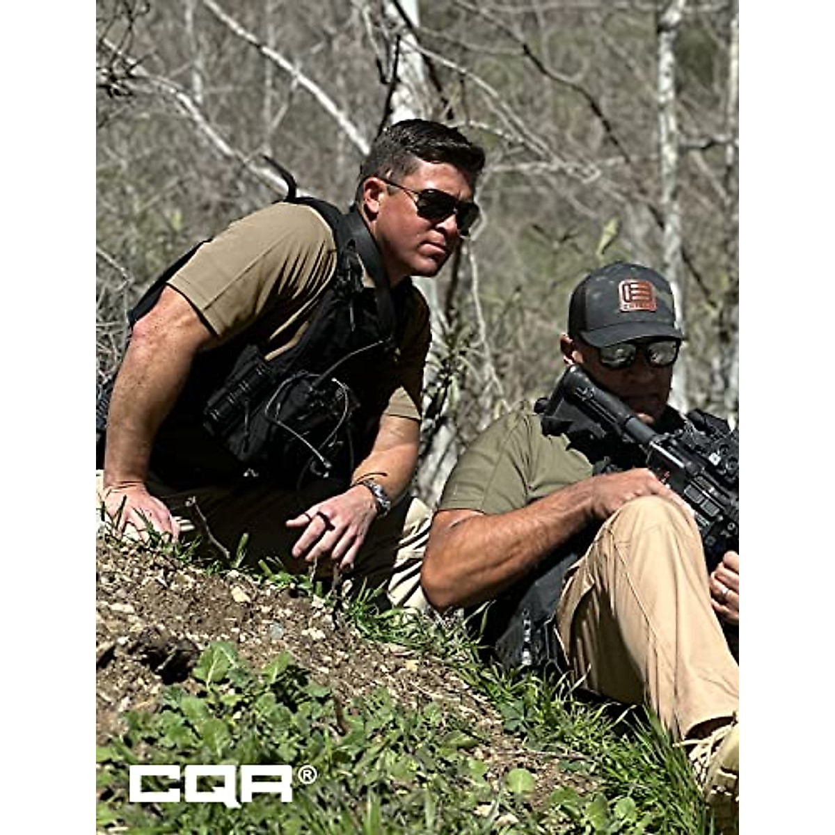 CQR Men's Polo Shirt, Long and Short Sleeve Tactical Shirts, Dry Fit Lightweight Golf Shirts, Outdoor UPF 50+ Pique Shirt, Frost Essential Khaki, Small