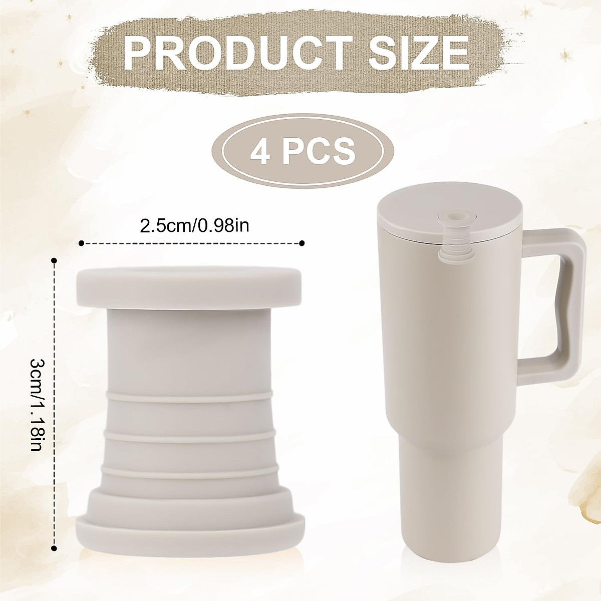 4pcs Replacement Stopper Compatible with Simple Modern Kids 40 oz 30 oz Tumblers with Handle, Silicone Water Bottle Top Accessories Cup Lid Seal Gaskets Travel Mug Replacement Parts (Gray)