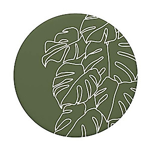 Monstera Leaf Botanical Tropical Plant Olive Khaki Green PopSockets PopGrip: Swappable Grip for Phones & Tablets