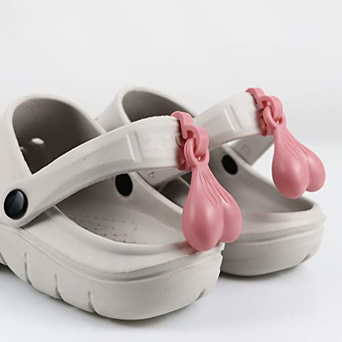 MSEHKM Shoe Nuts/Charms/Balls for your Crocs- Set of 2, Distinctive Funny Shoe Accessories, Noticeable Shoe Clips! Christmas Gifts! Interesting Birthday gift for Men! (Pink Nuts)