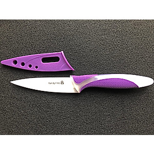 Ceramic Knife Set One 6" Chef Knife & One 4" All Purpose Knife With Large Ergo-Handle (Purple & White)