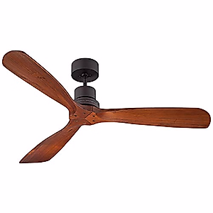Casa Vieja 52" Delta-Wing Rustic Farmhouse 3 Blade Indoor Outdoor Ceiling Fan with Remote Oil Rubbed Bronze Walnut Solid Wood Damp Rated for Patio Exterior House Home Porch Gazebo Garage