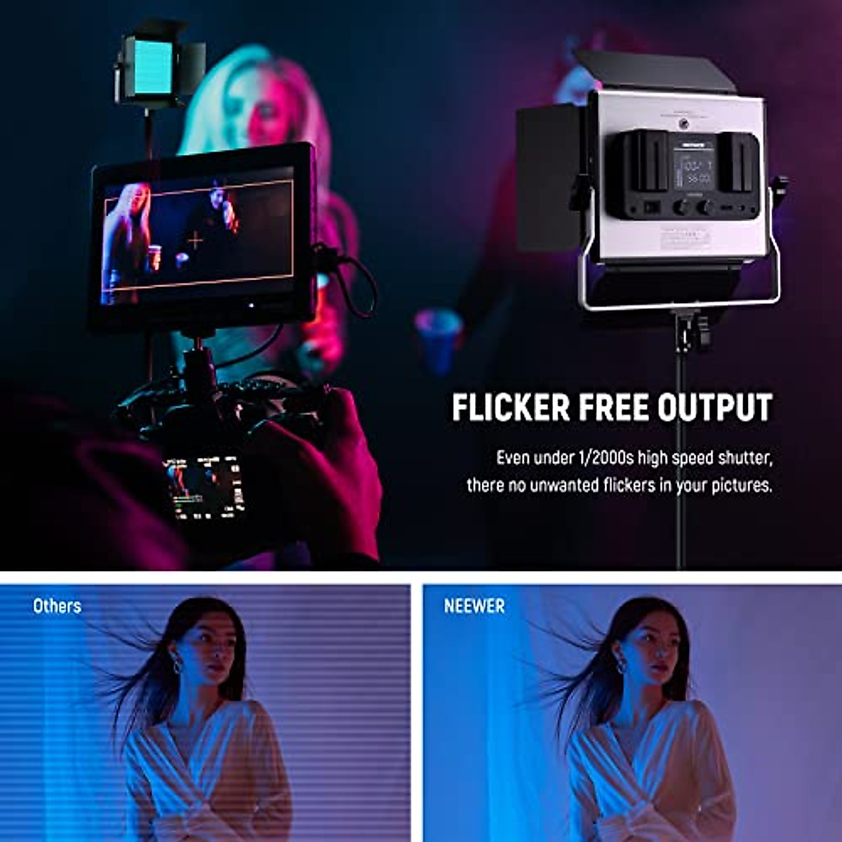 NEEWER Upgraded 660 PRO II RGB LED Video Light with App Control&Stand Kit, 2 Pack Constant 50W No Color Shift/1% Precise Min Dimming/360° RGB/CRI97+/3200K~5600K for Game Streaming YouTube Photography