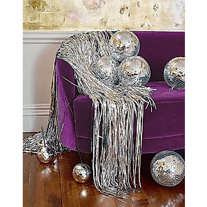 Graduation Party Decorations Purple Silver Black 2024/Purple Black Graduation Decorations 2024/Birthday Decorations for Women Purple Silver Black Foil Fringe Curtains