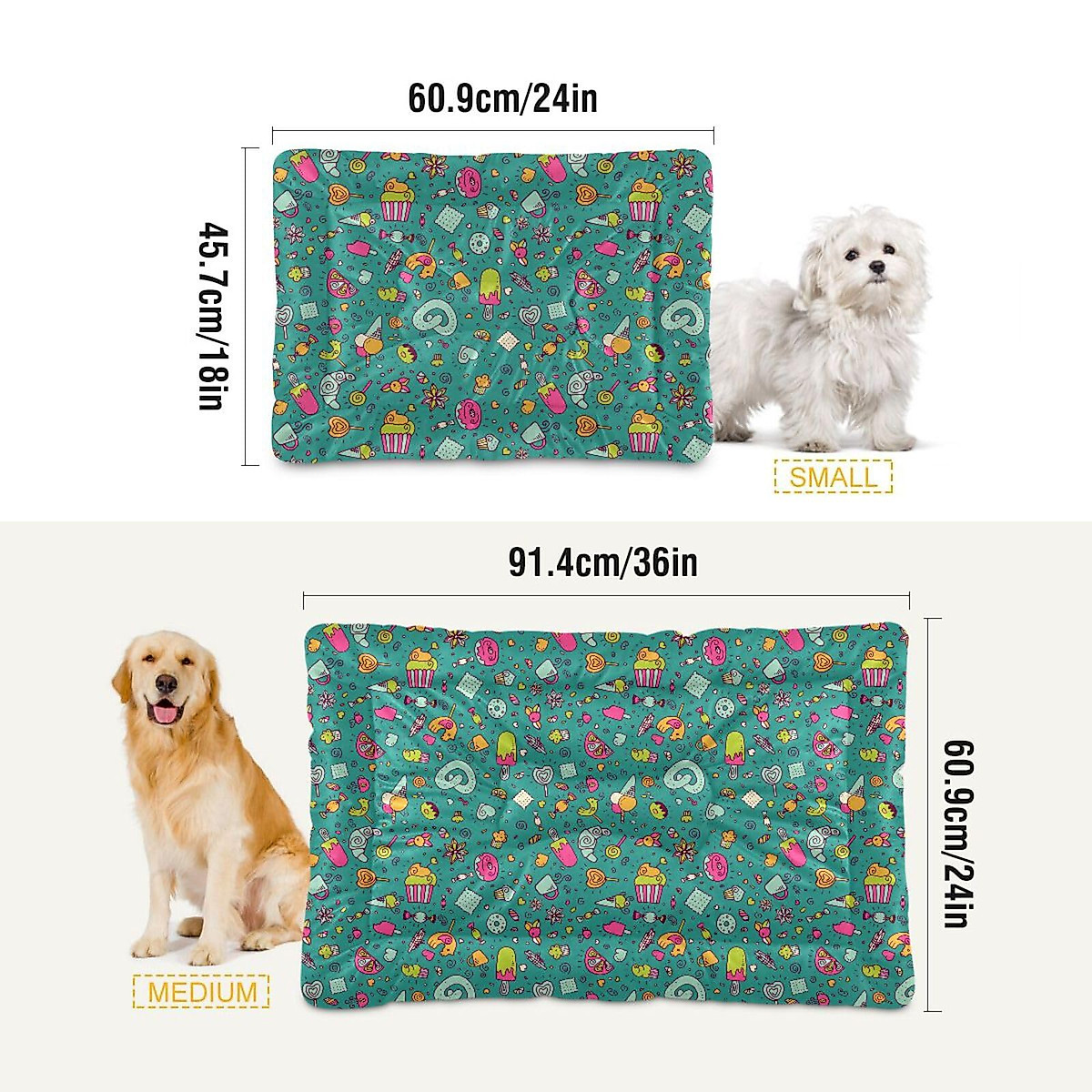 Coikll Cartoon Doodle11 Pet Bed Pad Soft Dog Bed Mat with Anti-Slip Bottom, Machine Washable Crate Pad Mattress for Dog Sleeping- 24 * 18inches