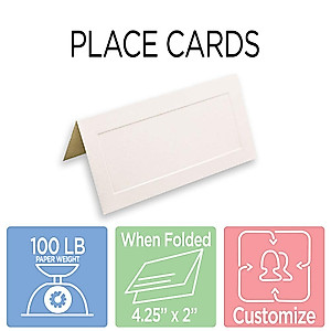 JAM PAPER Foldover Wedding Table Place Cards - 2 x 4 1/4 - Off White with Embossed Border - 100/Pack