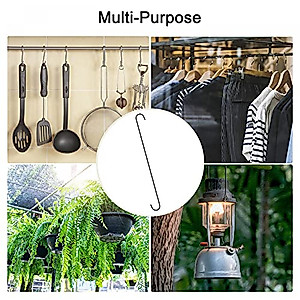 uxcell S Hanging Hooks, 20inch/500mm Extra Long Steel Hanger, Indoor Outdoor Uses for Garden, Bathroom, Closet, Workshop, Kitchen, Black, 4Pcs