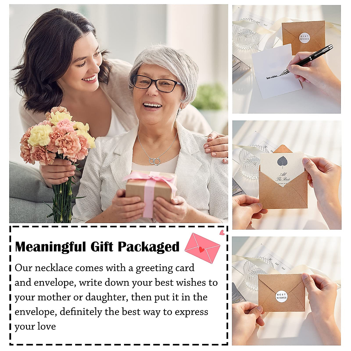 Tarsus Mother Daughter Necklace, Interlocking Infinity Circle Necklace, Mothers Day Jewelry Birthday Gifts for Women Mom Mama from Daughter