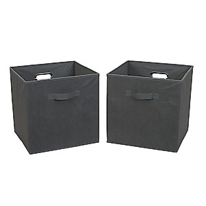 Household Essentials, Black Cobblestone 2 Pack Open Storage Bins with Dual Handles, 13 x 12 x 13