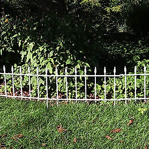 Sunnydaze 5-Panel White Roman Border Fence Set - 9-Foot Overall Length - Decorative Metal Garden, Lawn, and Landscape Fencing - 22 Inches Wide x 18 Inches Tall Per Piece