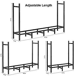 CADUKE 5.3ft Wood Holders Firewood Outdoor Fire Wood Rack for Fireplace Firewood Storage Heavy Duty Log Holder Stand Adjustable Firewood Rack Indoor, Metal