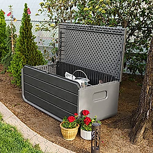 Lifetime 60367 Modern Deck Box, 136 Gallon Outdoor Storage Container, Gray