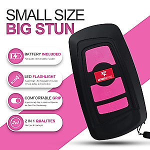 Avenger Defense Portable Car Keychain Stun Gun for Women - Rechargeable LED Flashlight with Wrist Strap (Cameo Pink, Plastic)