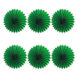 Dark Green Hanging Tissue Paper Fans Party Decoration Set for Birthday, Anniversary,Party Accessories for Juneteenth, Christmas, St. Patrick's Day, Wholesale Decorative Paper Fans, 6 Pack