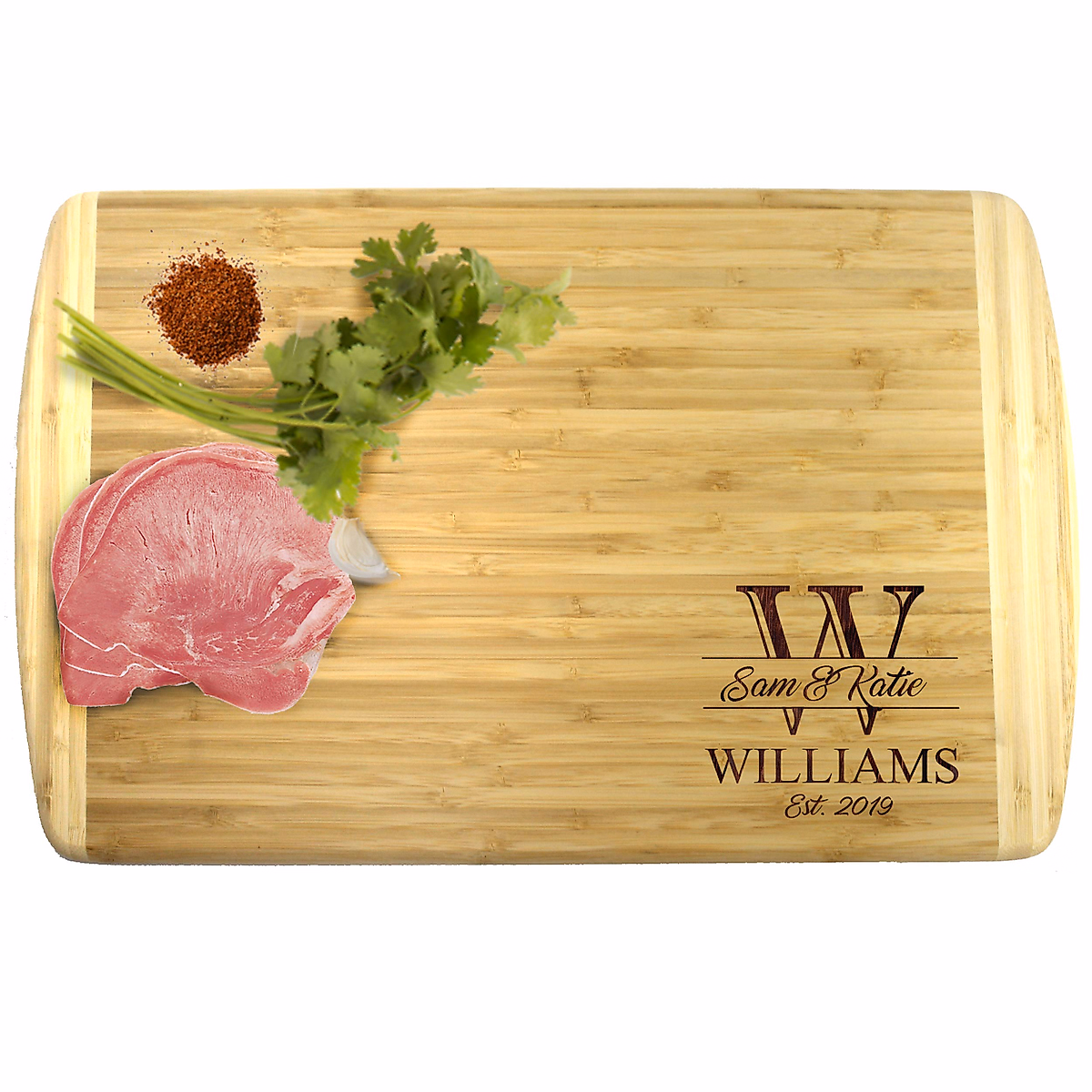 Premium Bamboo Cutting Boards - Monogrammed Wedding Cutting Board Housewarming for Couples - Custom Personalized (LARGE - 18" x 12")