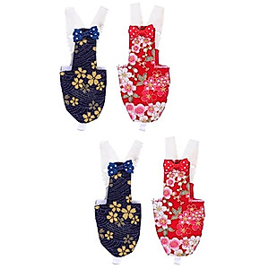 Balacoo 4Pcs Pet Chicken Diaper Floor Printed Chicken Diaper Washable Pet Diaper Fashionable Duck Diaper with Bow Tie for Poultry Goose Duck Hen Chicken