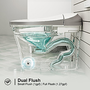 HOROW Luxury Smart Toilet, Heated Bidet with Dryer and Warm Water, Bidet Toilet with Heated Seat, Auto Close Toilet Seat, Modern Tankless Toilet with Remote Control, Night Light, White