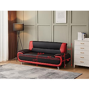 Kingway Inc Sofas, 3 Seat, Black&Red