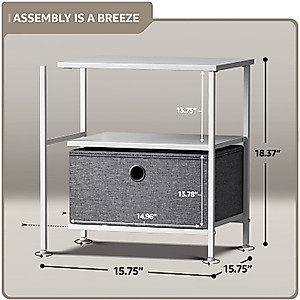 Sorbus Nightstand 1-Drawer Shelf Storage - Bedside Furniture & End Table Chest Dresser with Steel Frame, Wood Top & Easy Pull Fabric Bins for Home, Bedroom, Closets, Bathroom, Office & College Dorm