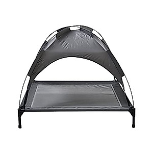 Go Gear Outdoor Elevated Pet Bed Mat for Cats & Dogs with UV & Water Resistant Canopy Gray, Medium